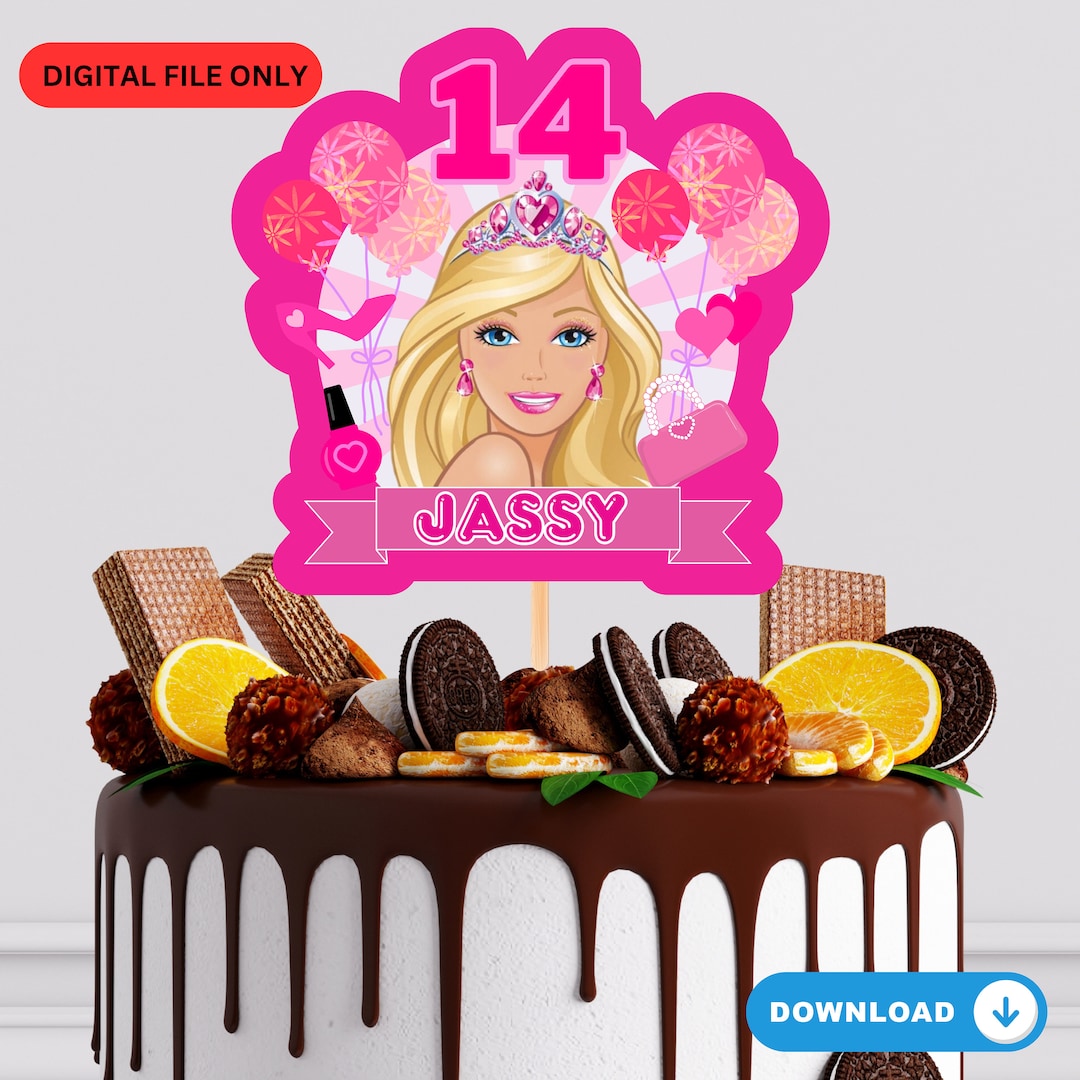 Printable Cake Topper, Barbie Cake Topper, Princess Doll Cake Topper ...