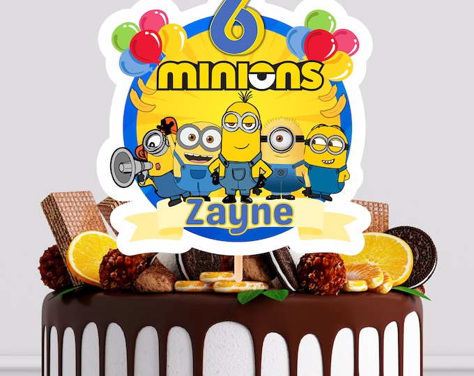 Minion Printable Cake Topper, Minion Digital Cake Topper, Personalized ...