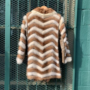 70s 80s Chevron Mink Fur & Leather Belted Coat - Etsy