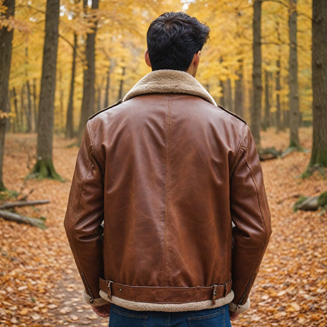 Mens Tan Leather Jacket With Fur Collar Vintage Aviator Style Winter ...