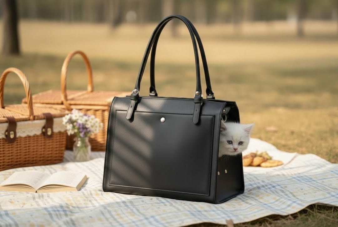 Custom Natural Full-grain Leather Dog Carrier | Foldable Compact Pet ...