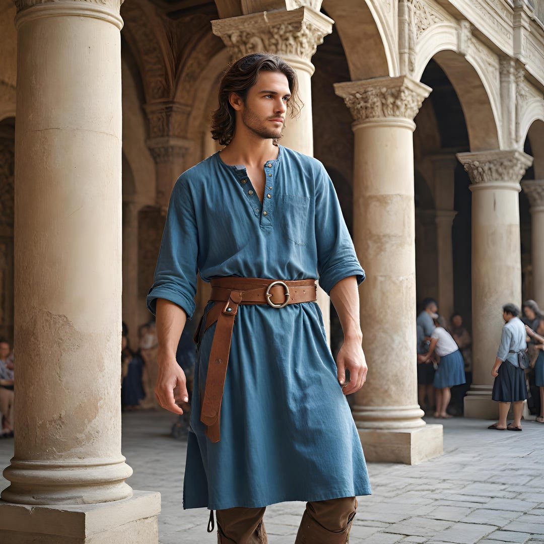 Blue Vibrant Men's Tunic | Ancient Gladiator Medieval Costume | Men’s ...