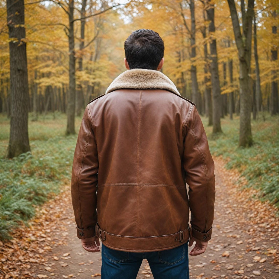 Mens Tan Leather Jacket With Fur Collar Vintage Aviator Style Winter ...