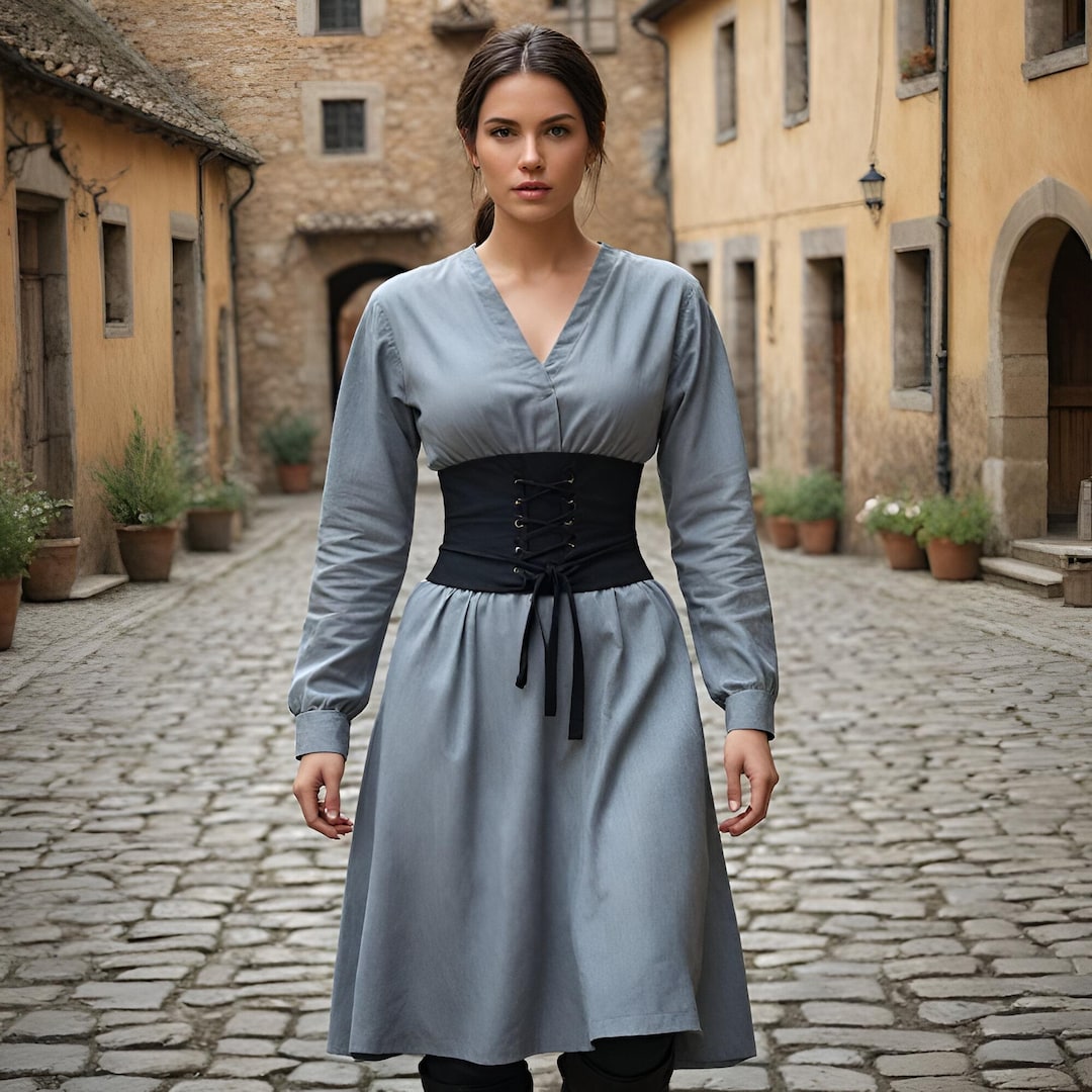 Vintage Medieval Corset Dress | Gothic Gray Renaissance Outfit ...