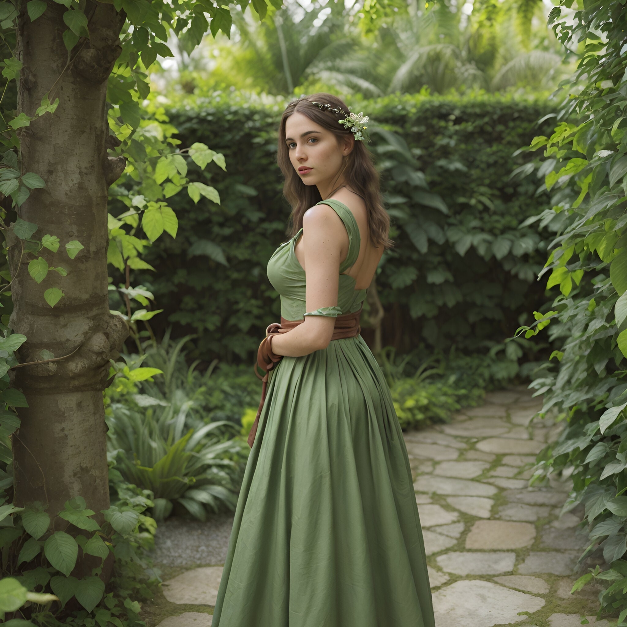 Medieval Viking Maiden Costume | Elegant Green Women's Dress ...