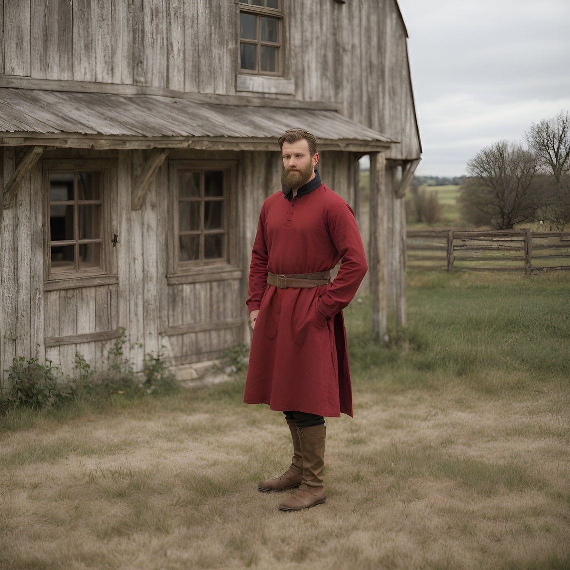 Vintage Viking Nobleman's Tunic | Elegant Red Tunic With Belt ...