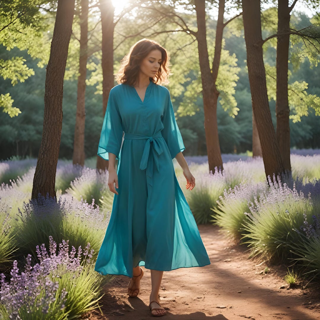 Boho Teal Wrap Dress | Flowing Bohemian Cosplay Dress | Elegant Garden ...