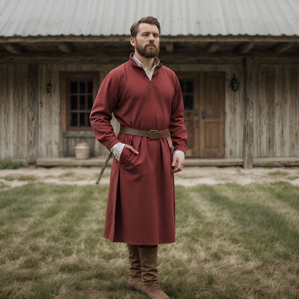 Vintage Viking Nobleman's Tunic | Elegant Red Tunic With Belt ...