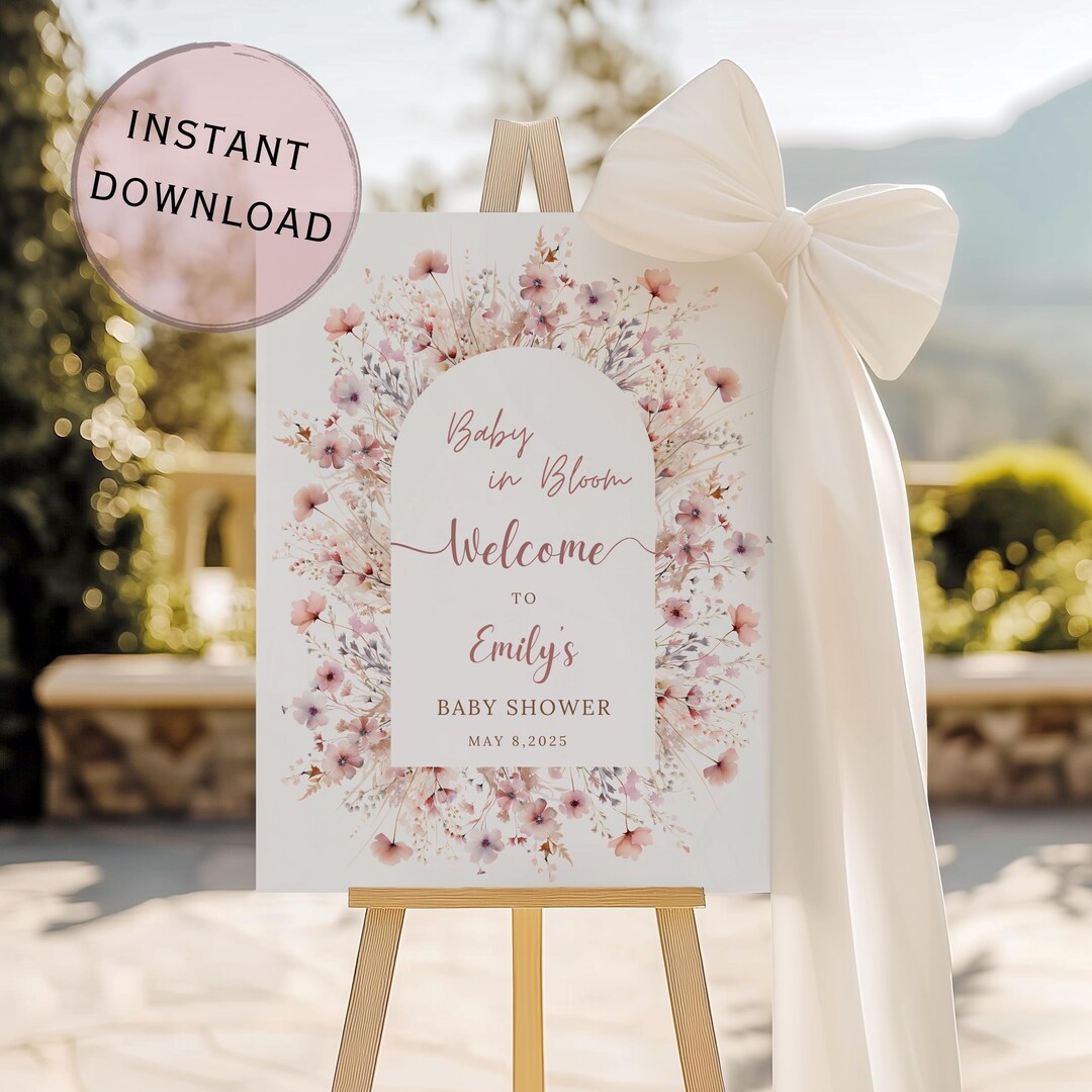DIGITAL Baby in Bloom Baby Shower Welcome Sign | Cute Baby Shower ...