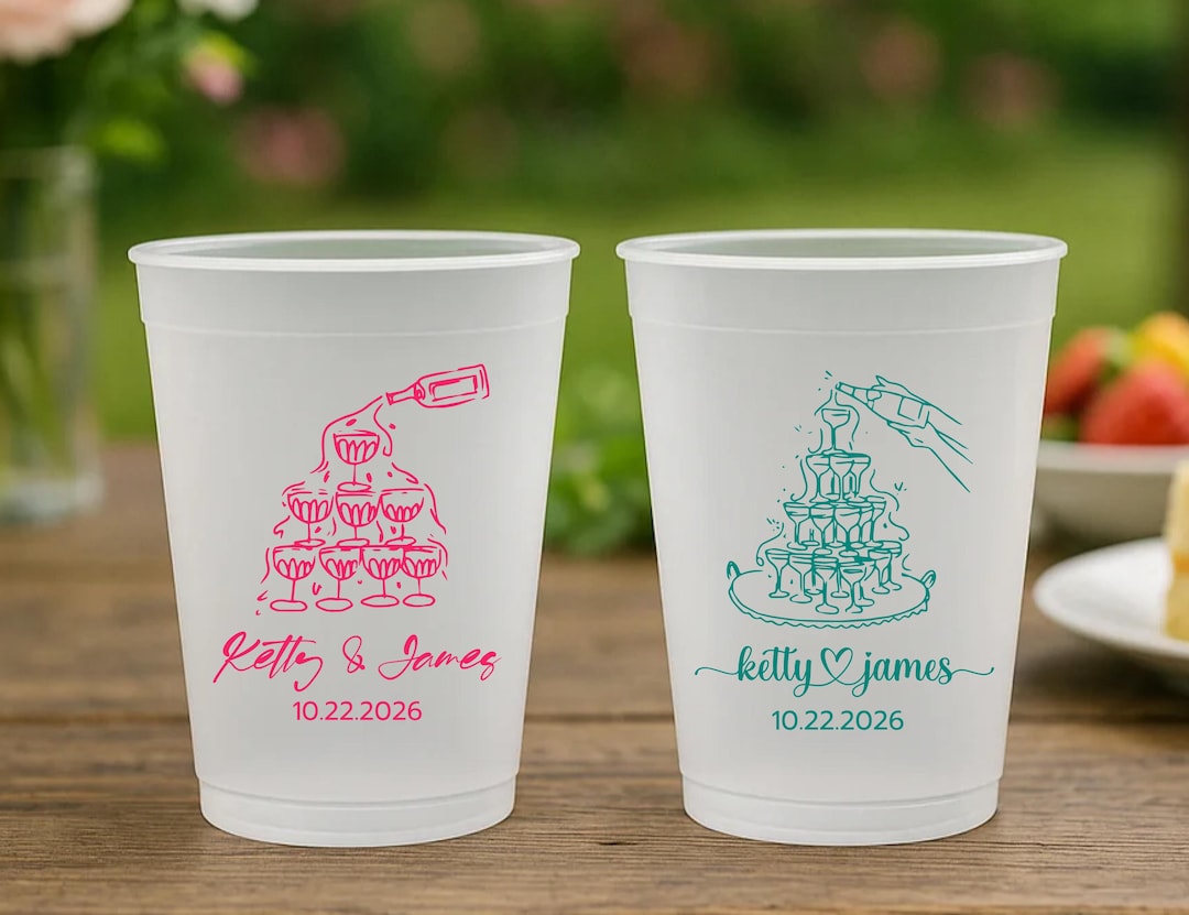 Custom Wedding Frosted Cups – Personalized Plastic Party Cups ...