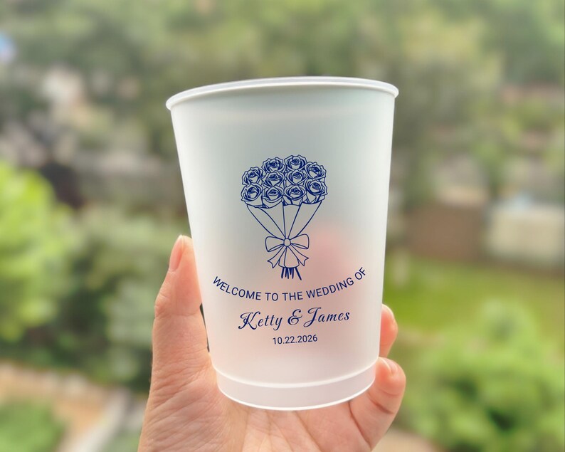 Custom Wedding Frosted Cups – Personalized Plastic Cups – Drinkware ...