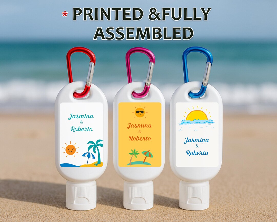 Custom Sunscreen Bottles – Personalized Travel Size SPF With Carabiner ...