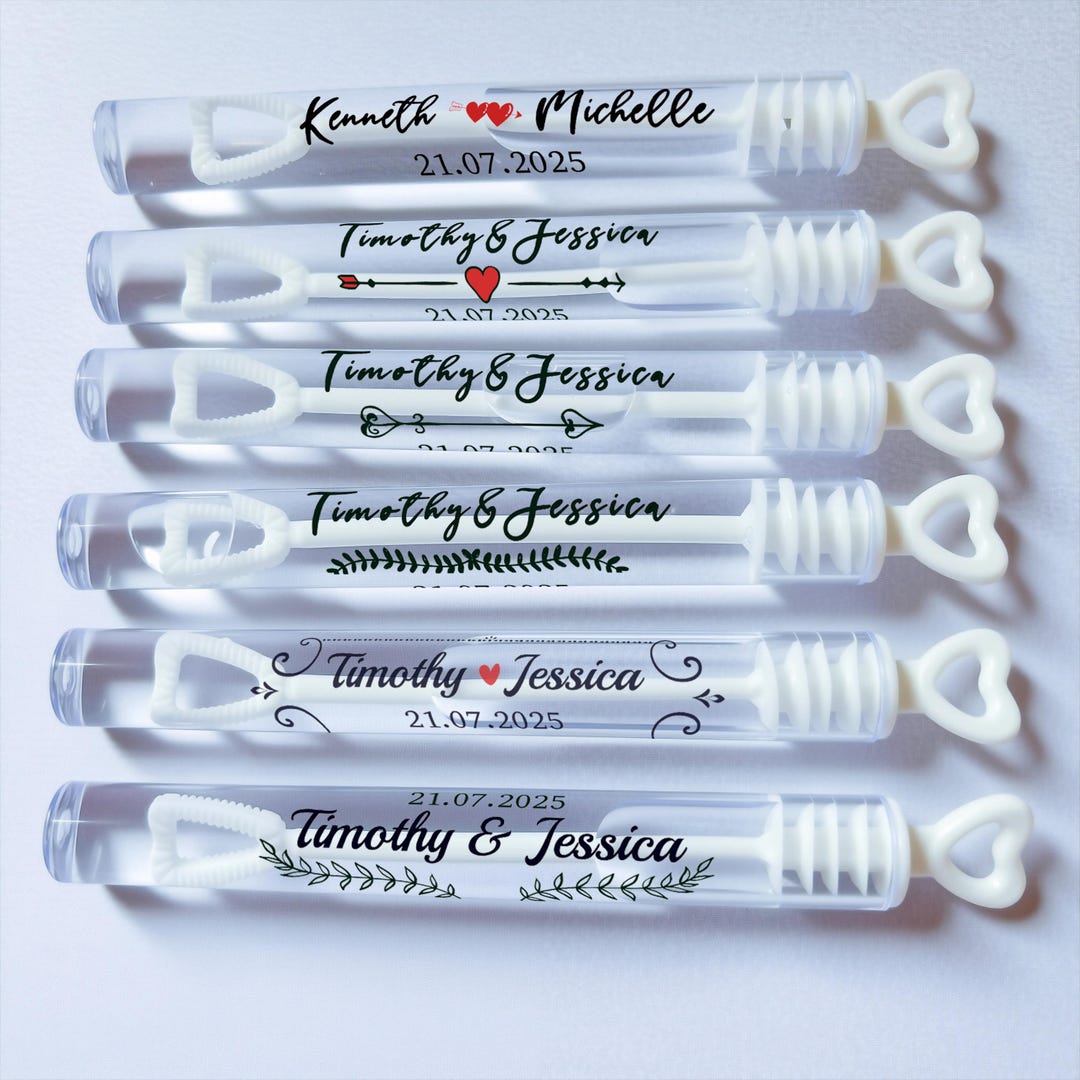 Custom Wedding Bubble Wands – Personalized Labels and Pre-filled Tubes ...
