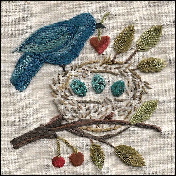57 Patience One Stitch at a Time embroidery pattern with bird | Etsy