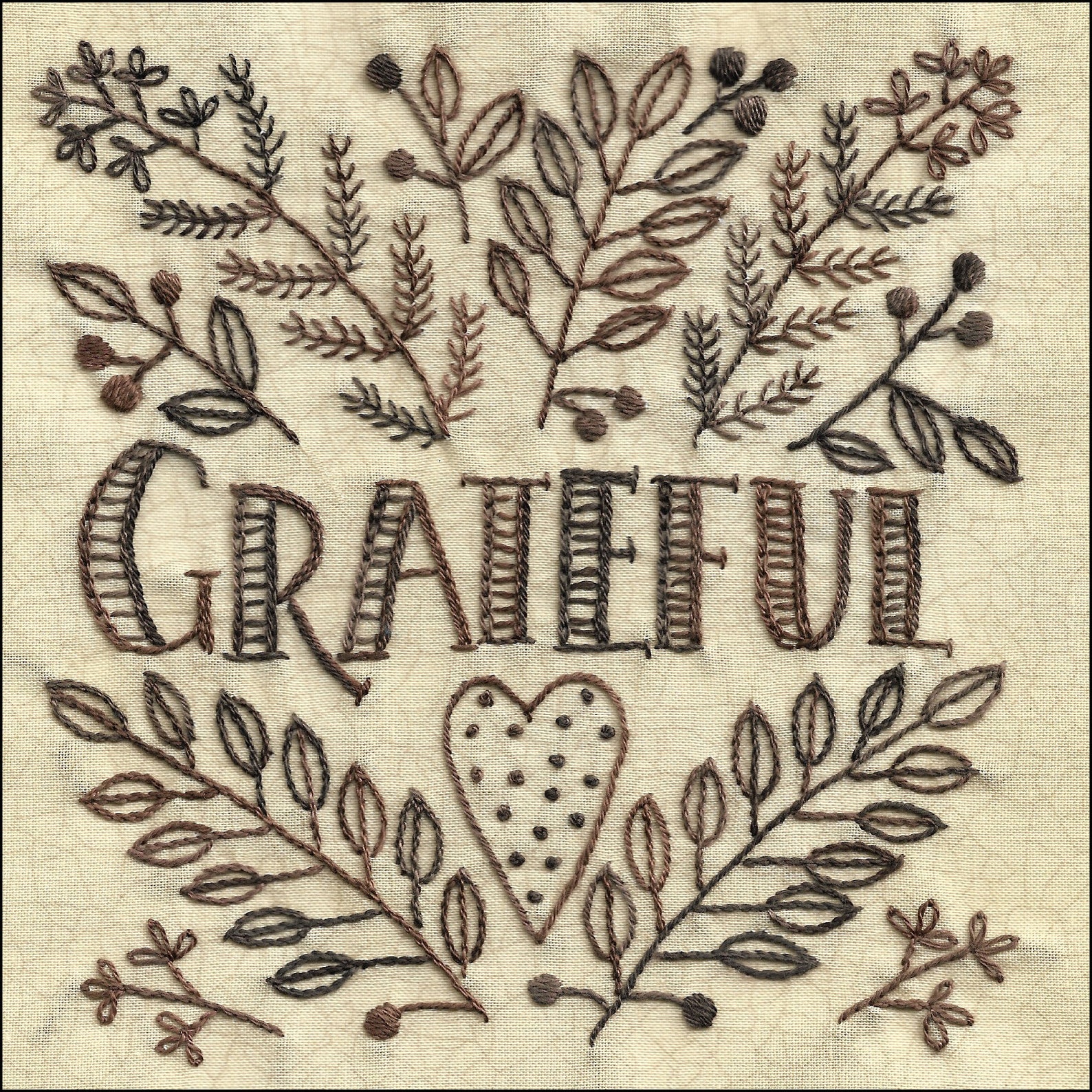 54 Grateful Heart Embroidery Pattern One Stitch at a Time Club Design ...
