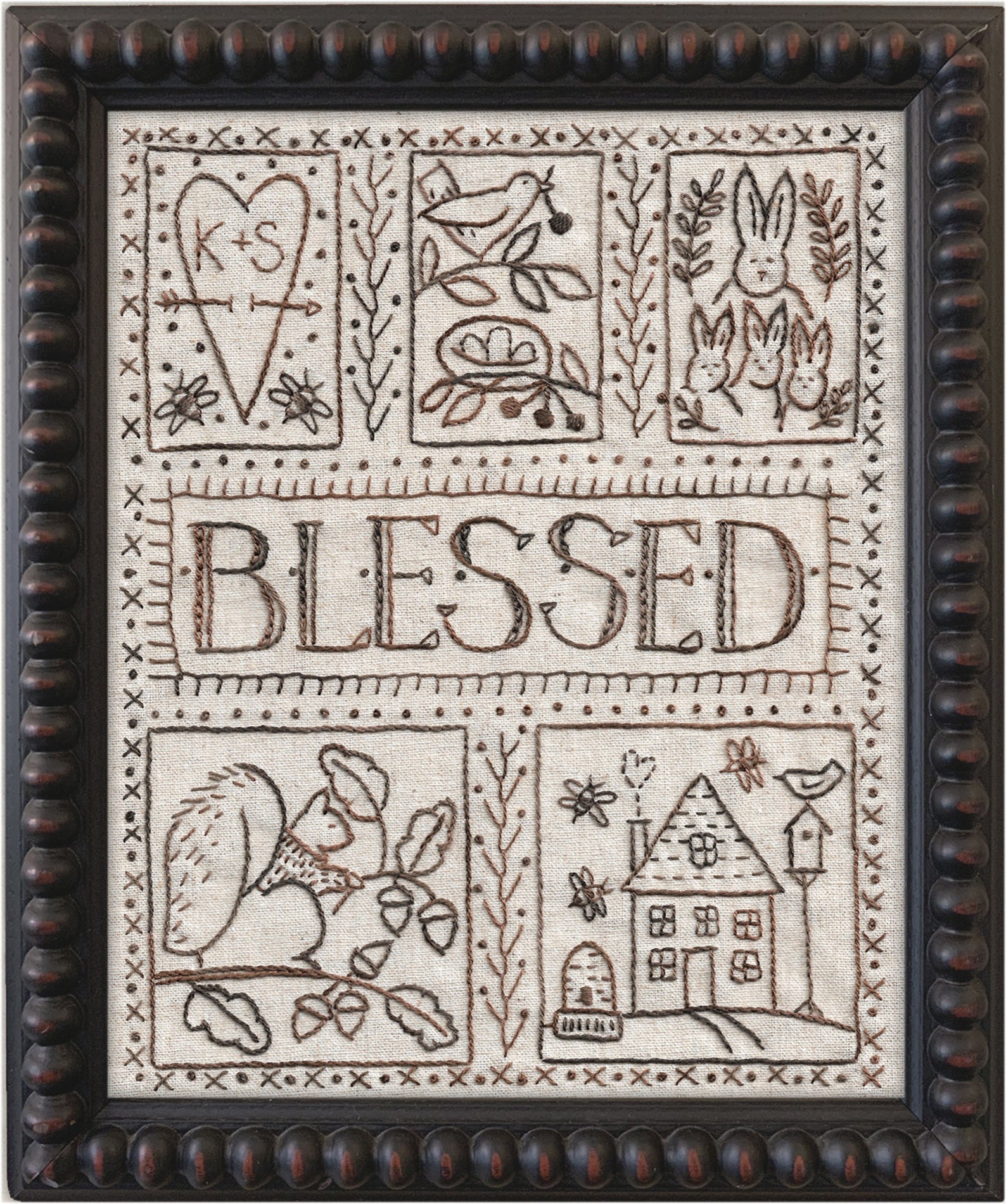 Blessed Sampler Hand Embroidery Pattern Birds Bees Nests - Etsy