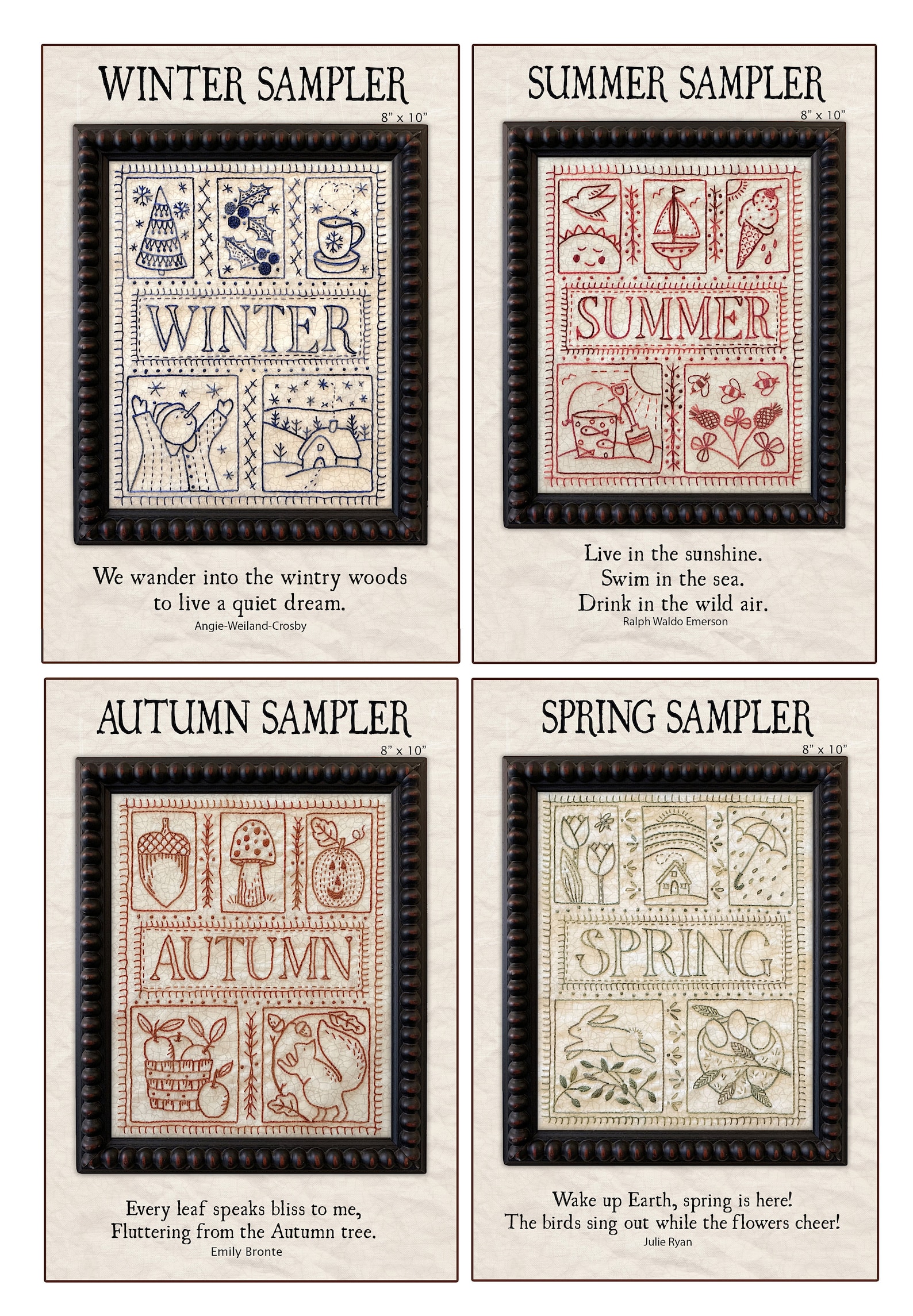 Season Samples Hand Embroidery Pattern Set of 4 - Etsy UK