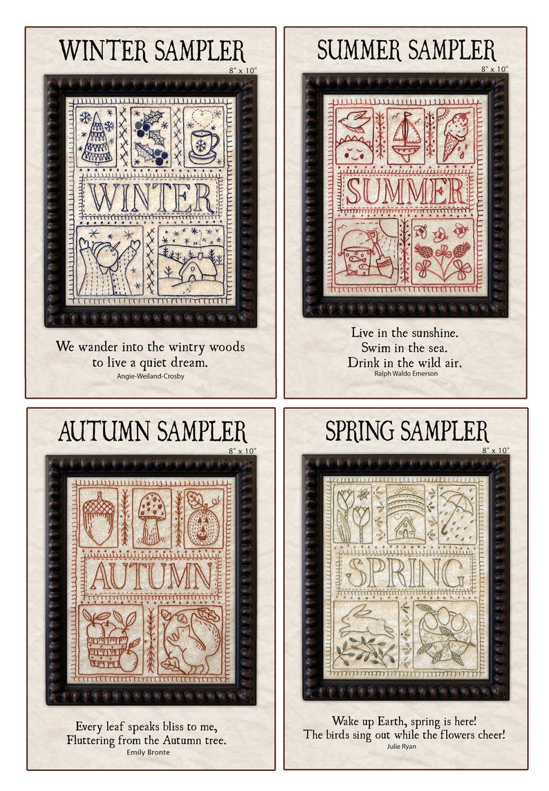 Season Samples Hand Embroidery Pattern Set of 4 - Etsy