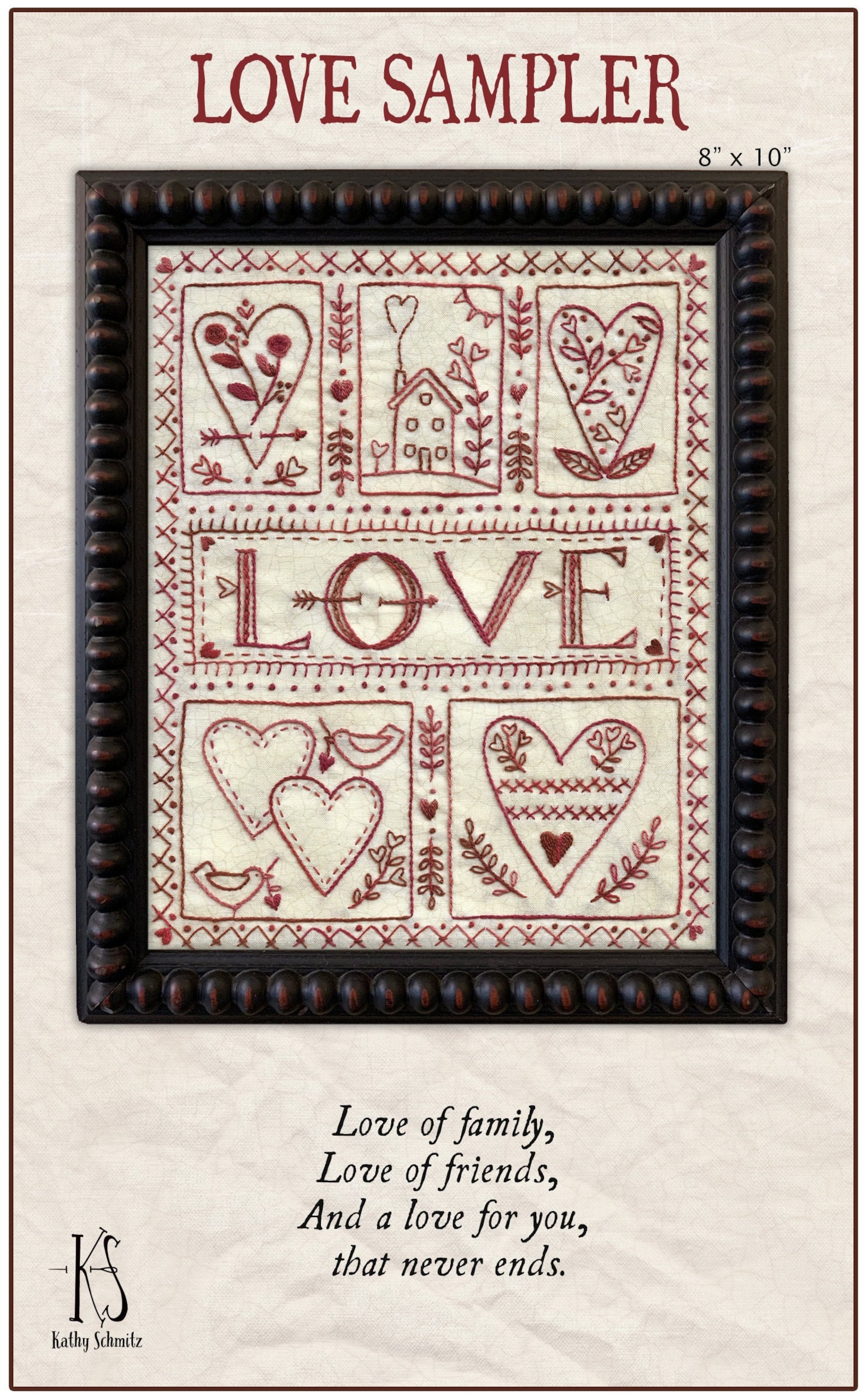 Love Sampler Hand Embroidery Pattern With Hearts for Valentine's Day - Etsy