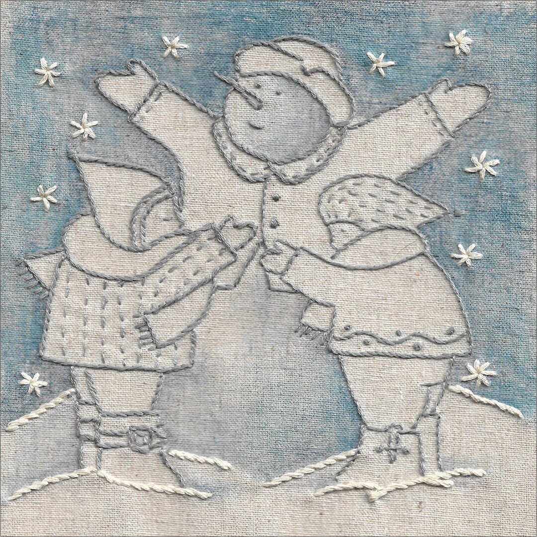 56 Winter Friends Snowman and Little Children Hand Embroidery Pattern ...