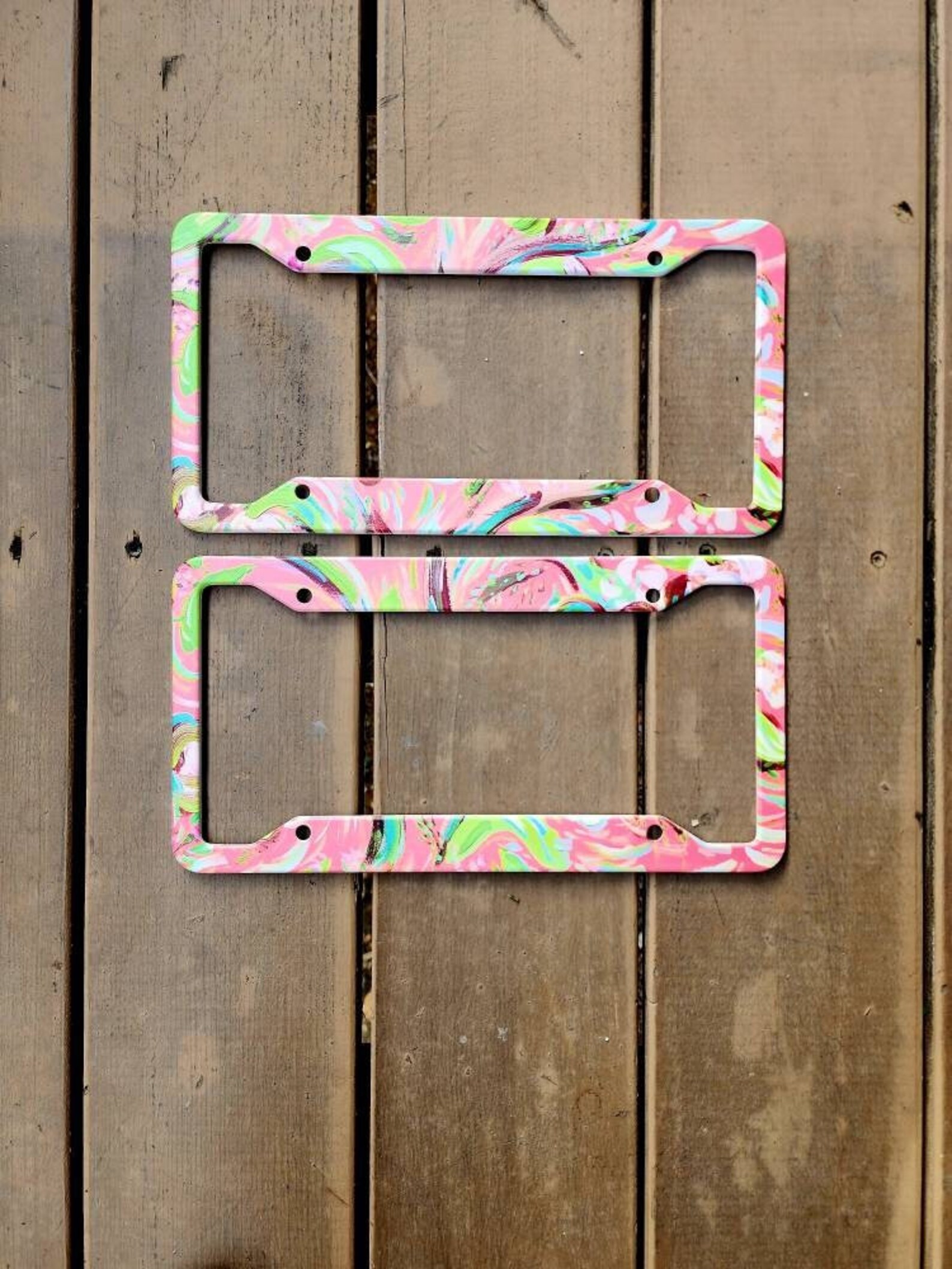 Abstract Art License Plate Frame, Original Painting on Aluminum (pair ...
