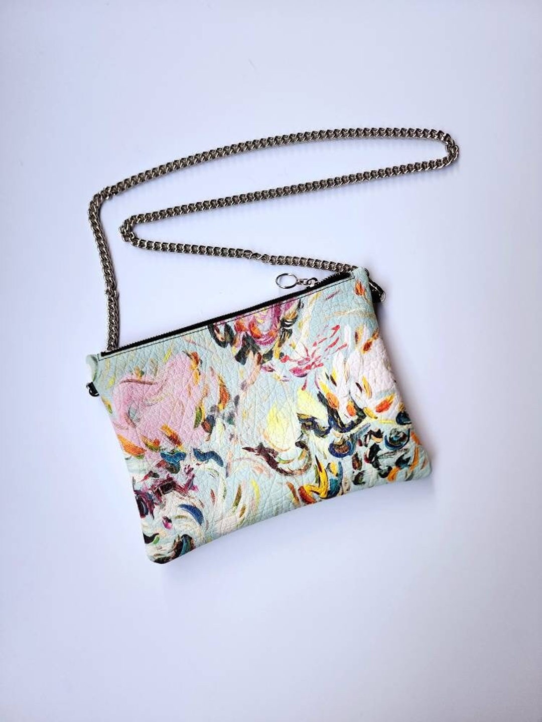 Leather Crossbody Bag Abstract Painting Original Art Contemporary ...