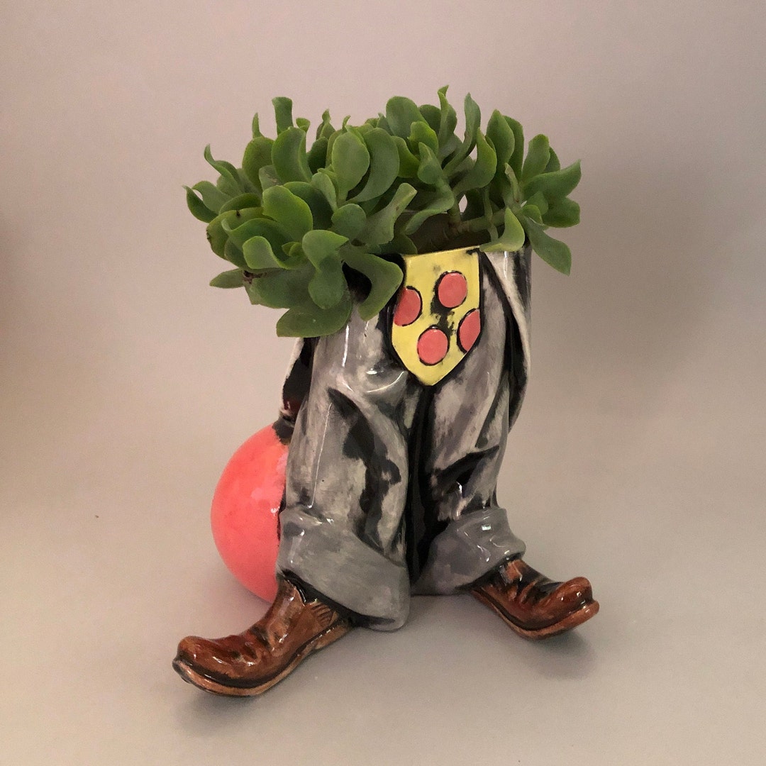Handmade White Ceramic Clown Planter - Etsy