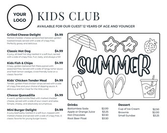 Custom Kids Restaurant Menu, Personalized for Your Restaurant - Etsy