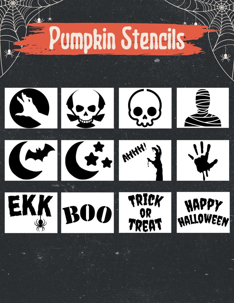 45 Halloween Pumpkin Stencils With Directions | Instant Downloadable ...