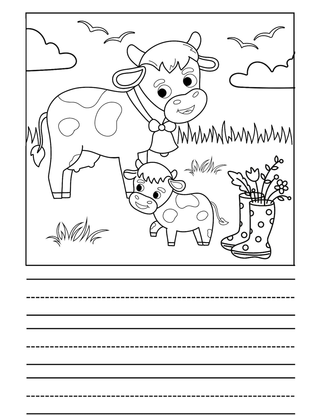 Animal Coloring and Story Pages | Digital Download | Fun & Educational ...