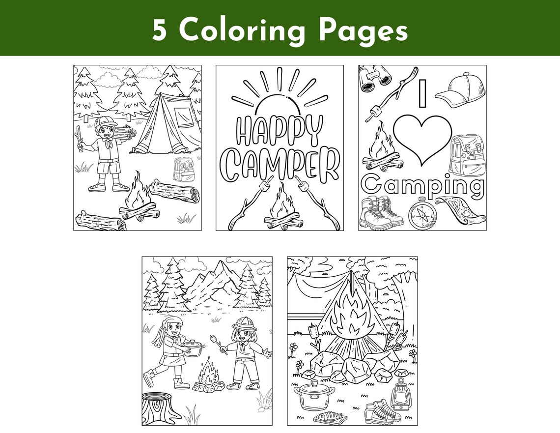 30 Pages of Kids Camping Activities | Coloring Pages, Drawing ...
