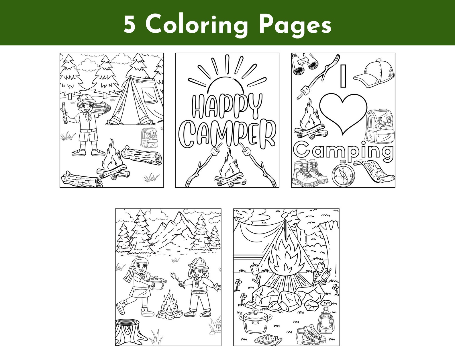 30 Pages of Kids Camping Activities | Coloring Pages, Drawing ...