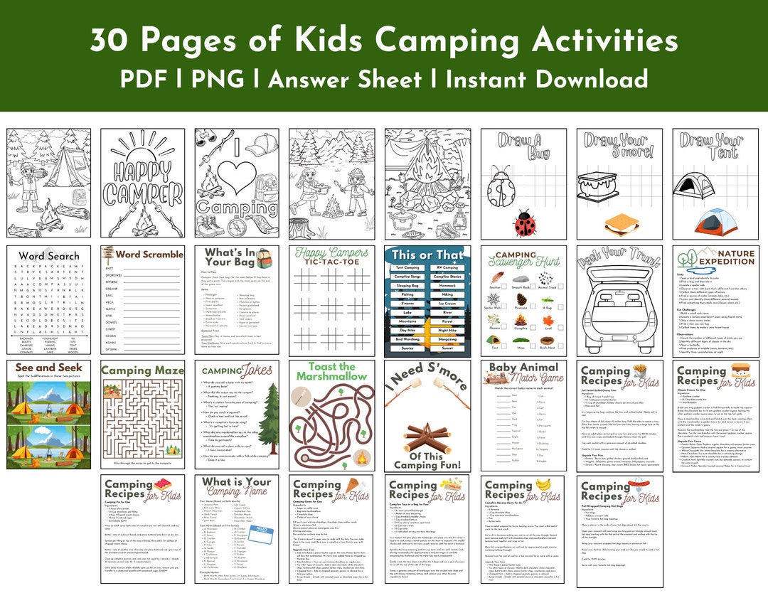 30 Pages of Kids Camping Activities | Coloring Pages, Drawing ...
