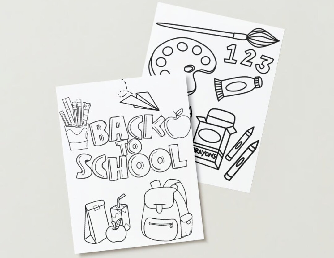 Back-to-school Coloring Pages for Kids Set of 6 Printable Sheets ...