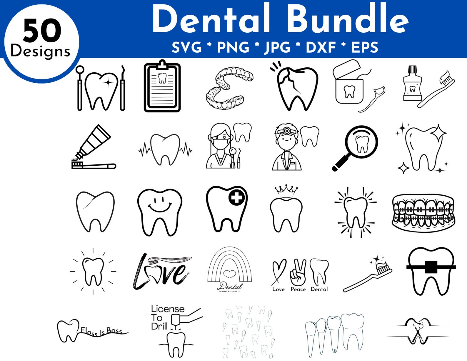 Dental Clipart Bundle Dental SVG Collection Dentist Clipart Dental ...