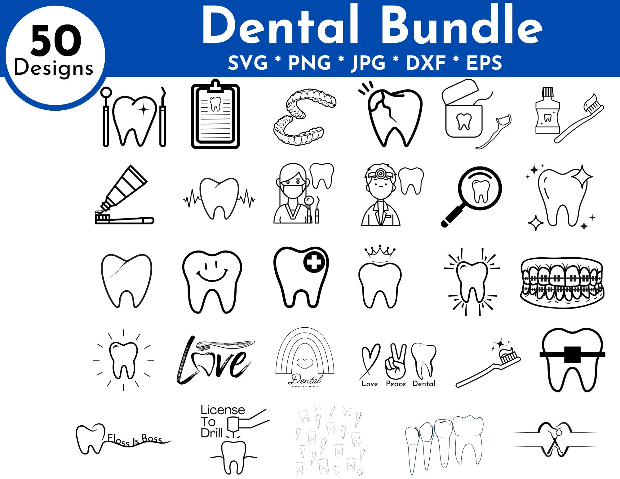 Dental Clipart Bundle Dental SVG Collection Dentist Clipart Dental ...