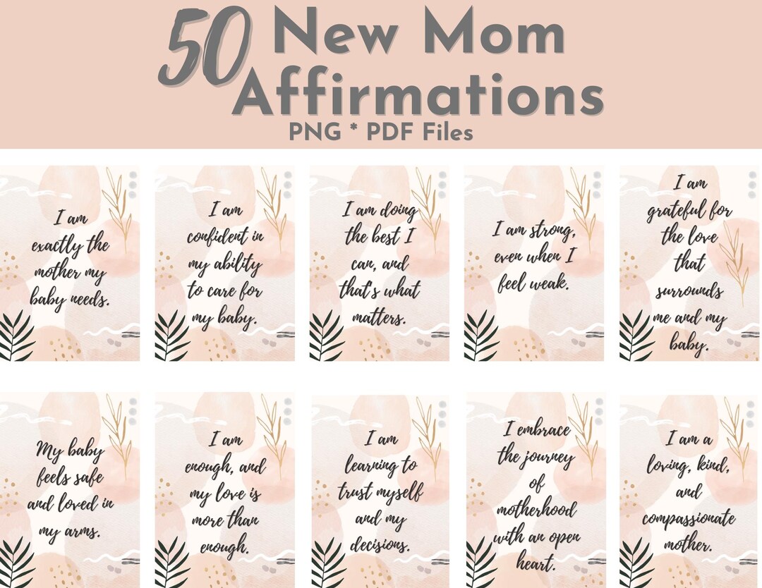 50 New Mom Affirmations L Positive Affirmations for Moms L Affirmation Cards L Instant Download ...