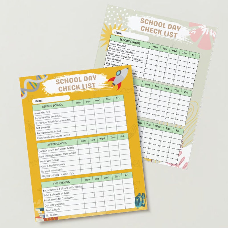 School Day Checklist - Etsy