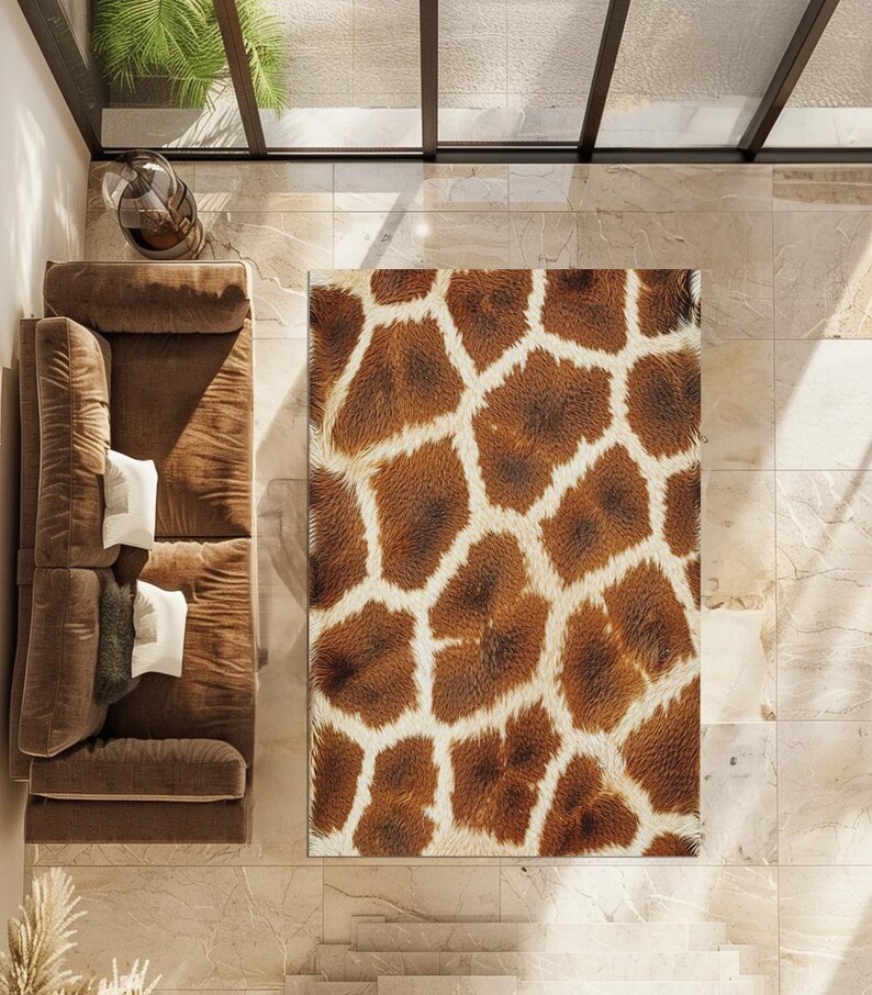 Giraffe Skin Pattern Area Rug for Living Room Stylish and Unique Animal ...