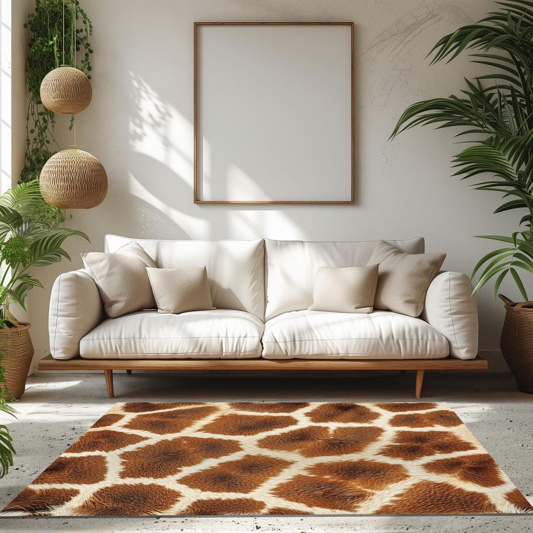 Giraffe Skin Pattern Area Rug for Living Room Stylish and Unique Animal ...