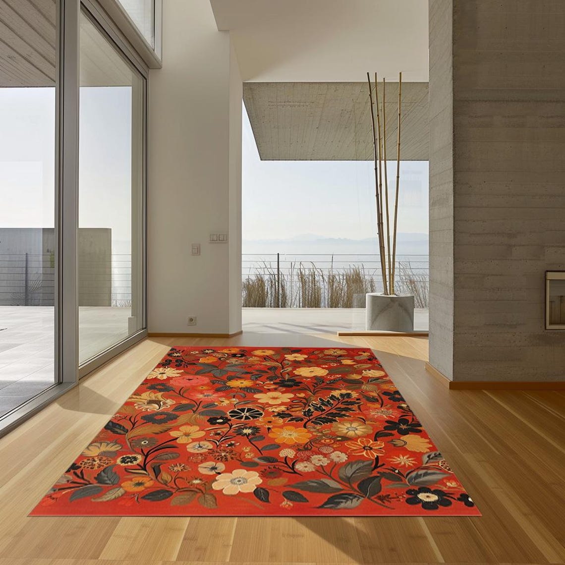 Colorful Floral Pattern Area Rug Living Room Unique and Vibrant Flower ...