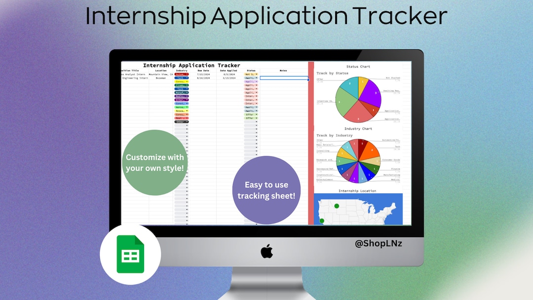 Internship Application Tracker College University Students Etsy