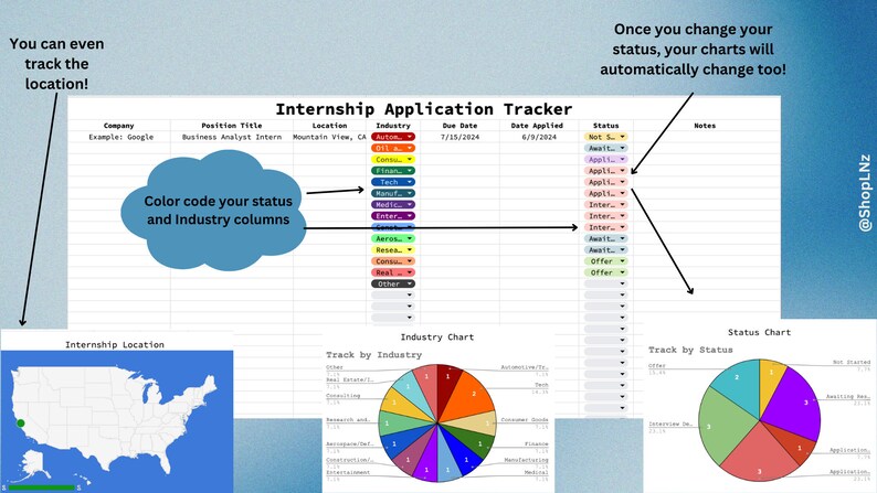 Internship Application Tracker- College/university Students - Etsy