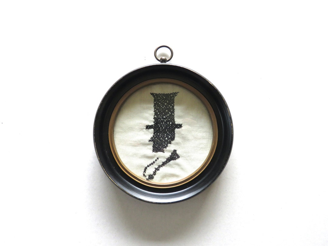 Vintage Framed Cross Stitch, Man Cross Stitch, Black Cross Stitch, Top ...