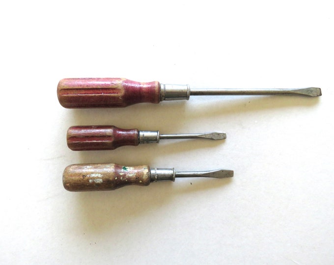 Vintage Screwdriver With Wood Handle Long, Midcentury Tools, Vintage ...