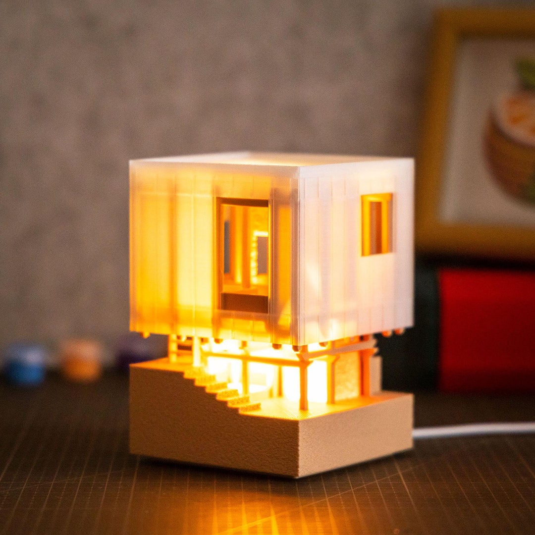 3D Printed House Atmosphere Night Light LED Lamp Cozy Modern Home Decor ...