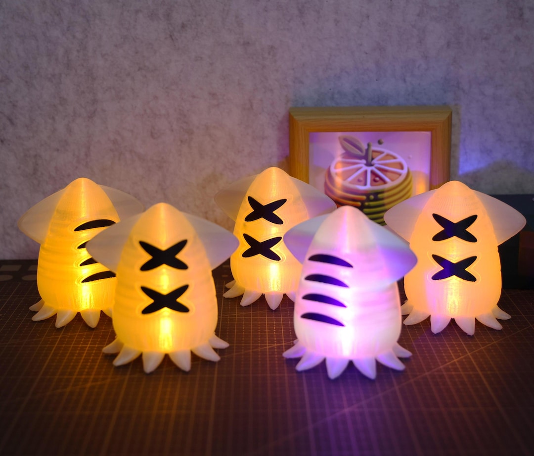 Splatoon Night Light UV Reactive Squid Lamp 3D Printed Color Changing ...