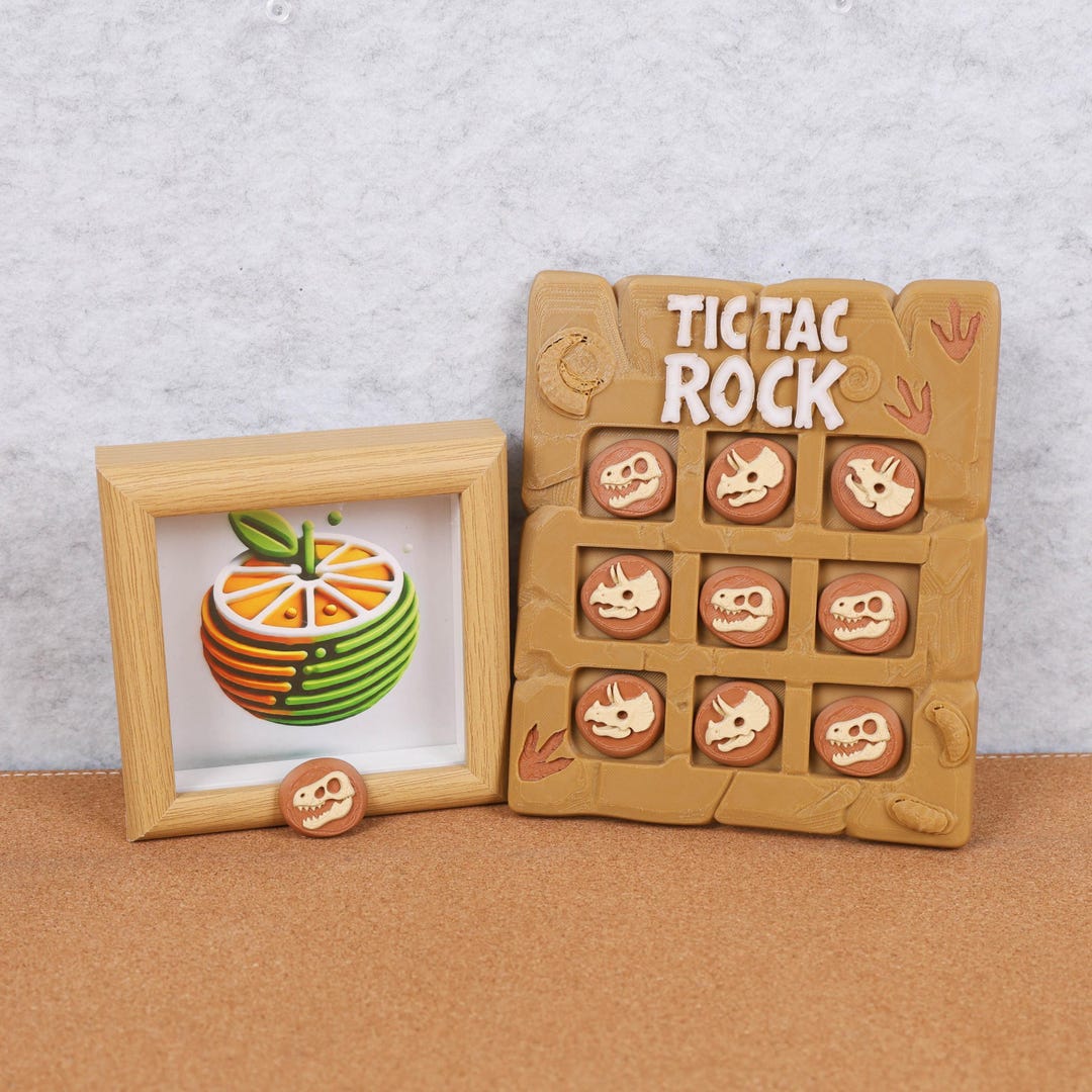 Prehistoric Dinosaur Fossil Tic Tac Toe Board Game 3D Printed Jurassic ...