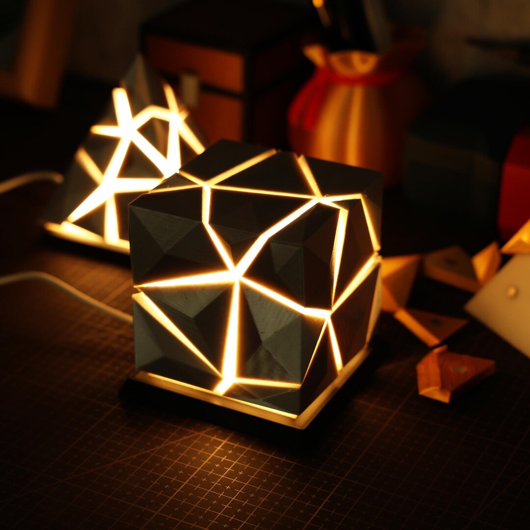 3D Printed Puzzle Lamp With Magnetic Pieces Two Shapes USB Powered ...