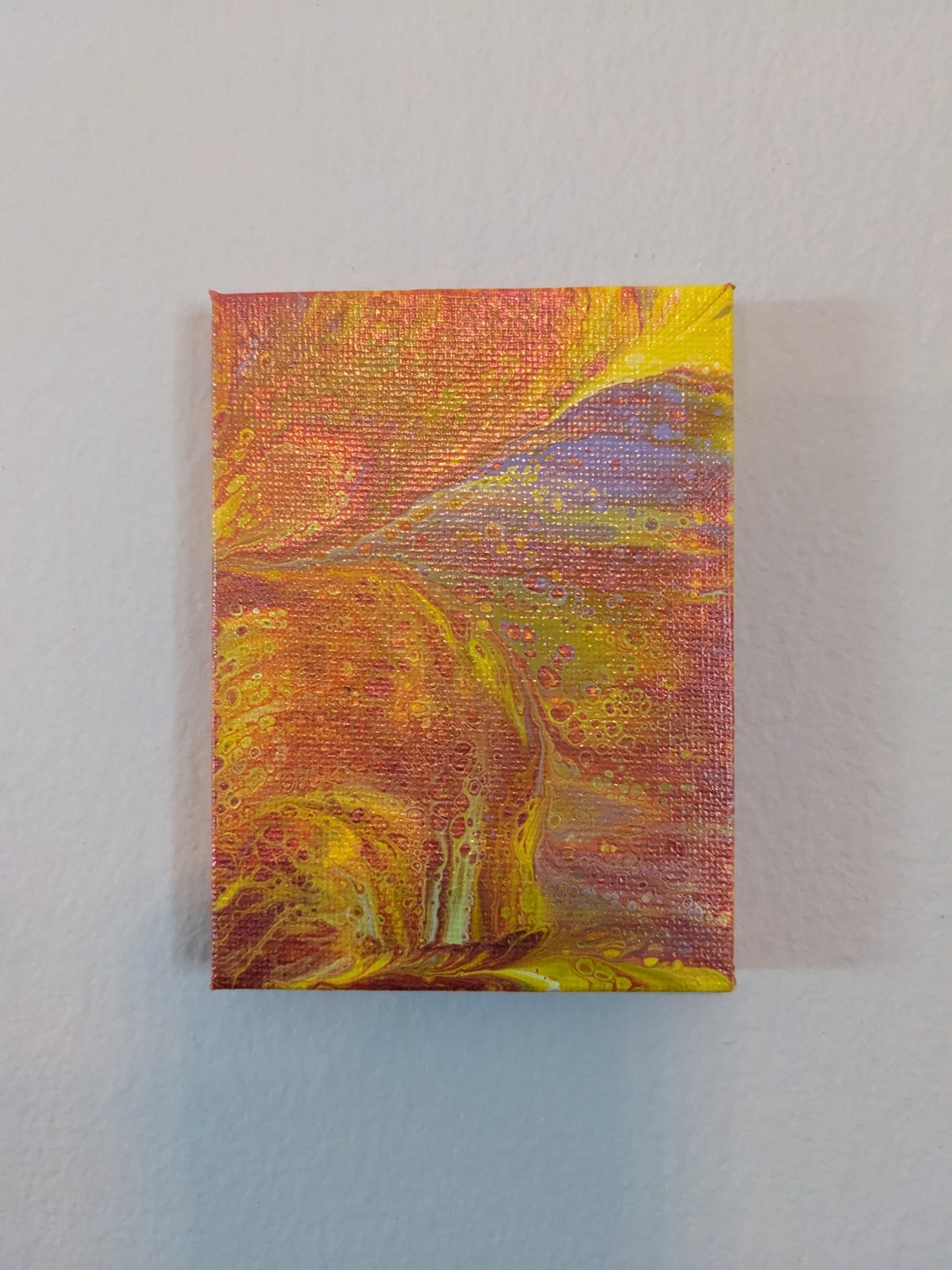 Mini Paint Pour by Hailey. 4x3in Stretched Canvas, Fluid Art, Paint ...